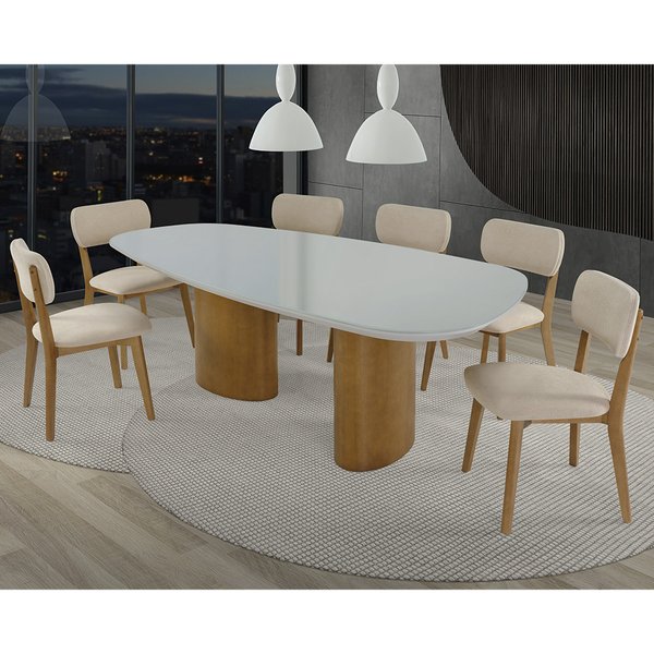 Mesa de Jantar Orgânica Flow Lâmina Natural de Madeira Tampo Laqueado ...